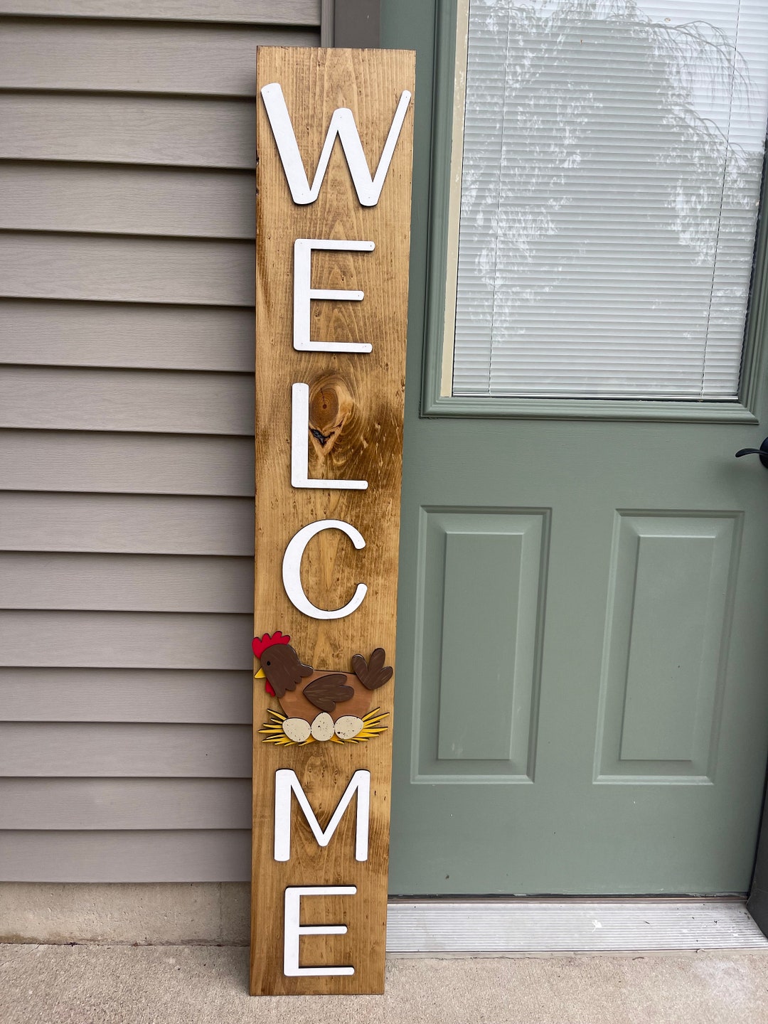 Interchangeable Porch Welcome Sign - Porch Leaner - 5ft Tall Porch Sign ...