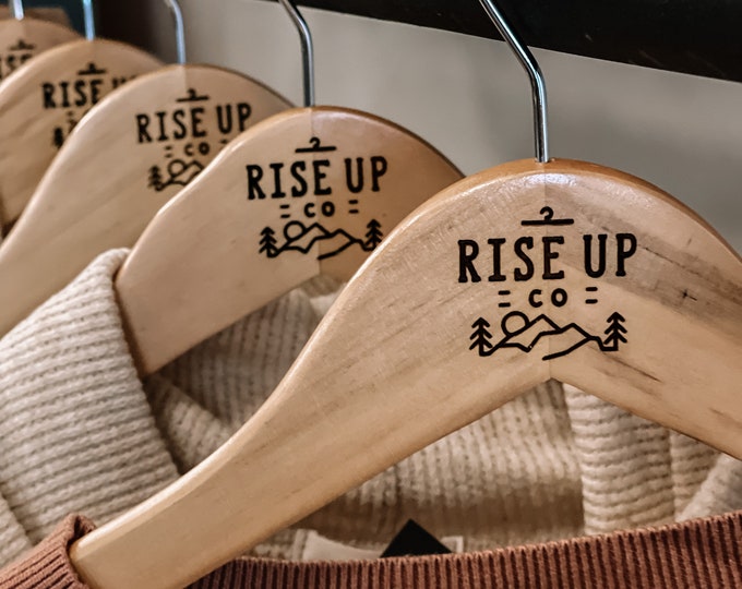 Business Logo Laser Engraved Wooden Hangers - Customized Wood Hangers ...