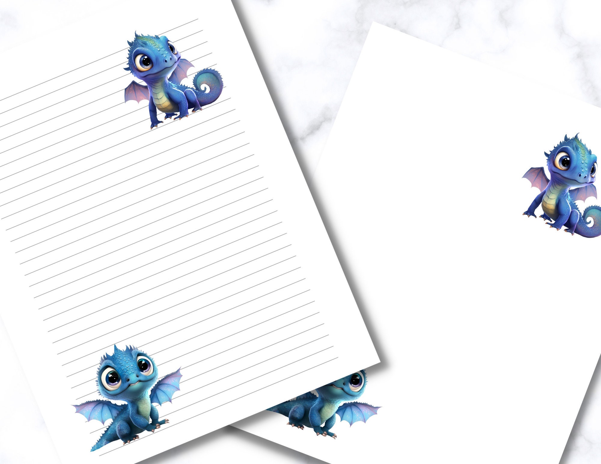 Cute Dragons Printable Stationery| Printable Kawaii Stationery| Cute ...