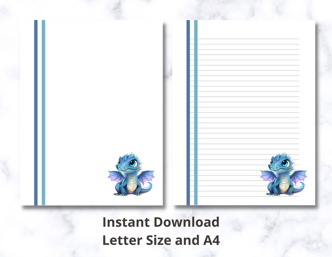 Cute Dragons Printable Stationery| Printable Kawaii Stationery| Cute ...