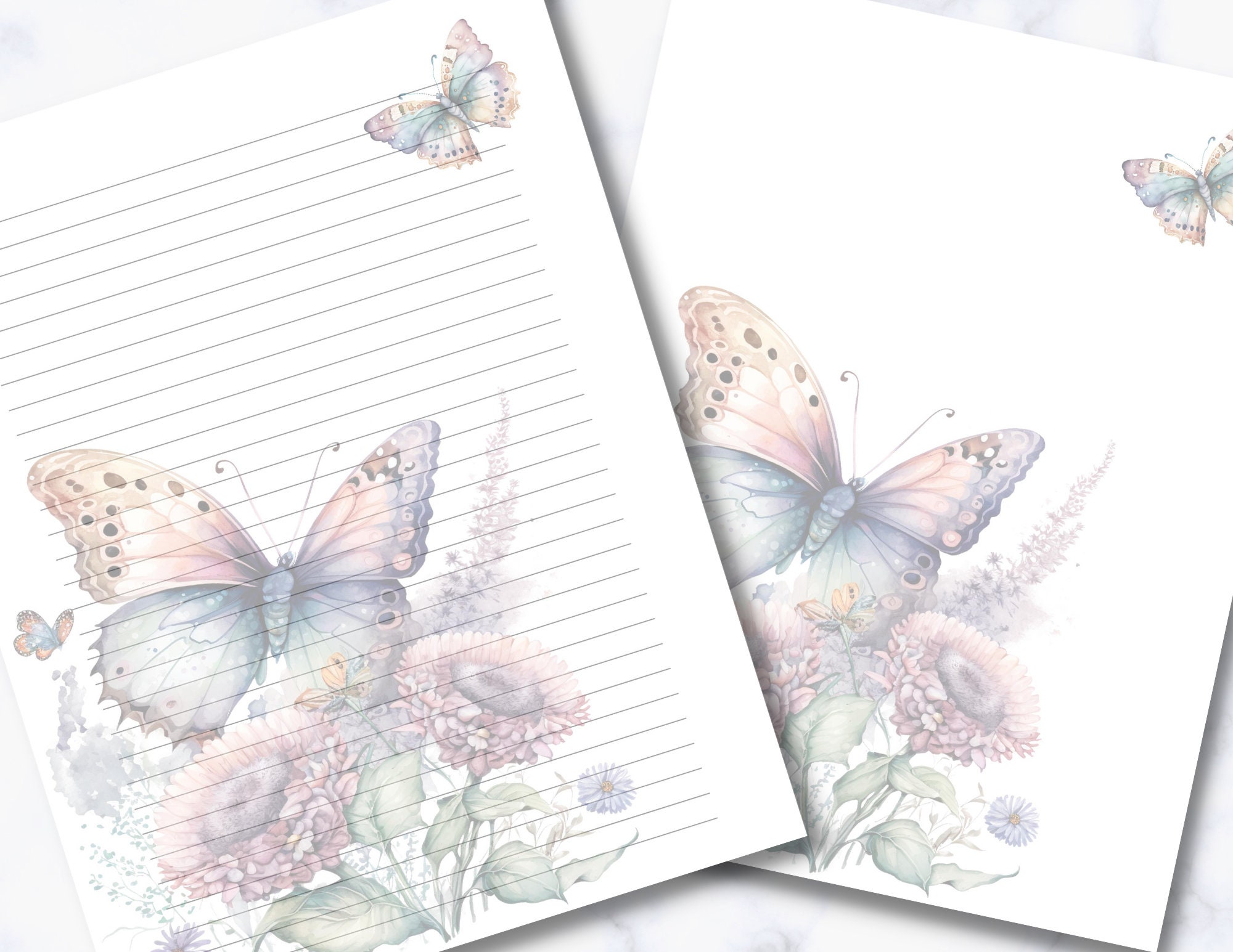 Butterflies and Floral Printable Stationery| Butterfly Writing Paper ...