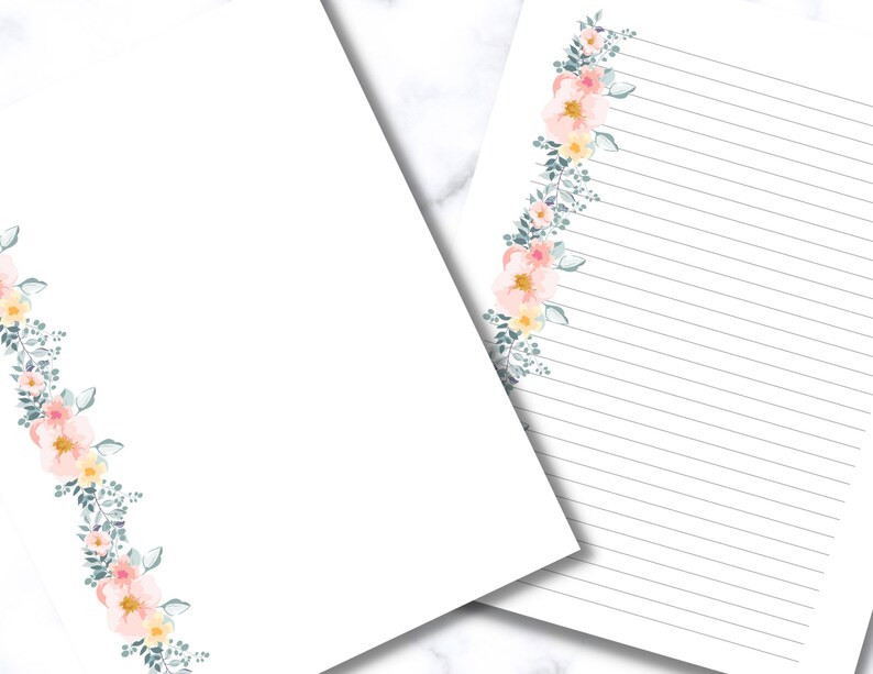 Fox With Florals Printable Stationery| Printable Kawaii Stationery ...