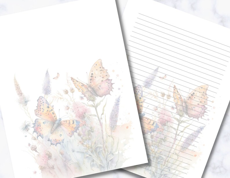 Butterflies and Wildflowers Printable Stationery| Butterfly Writing ...