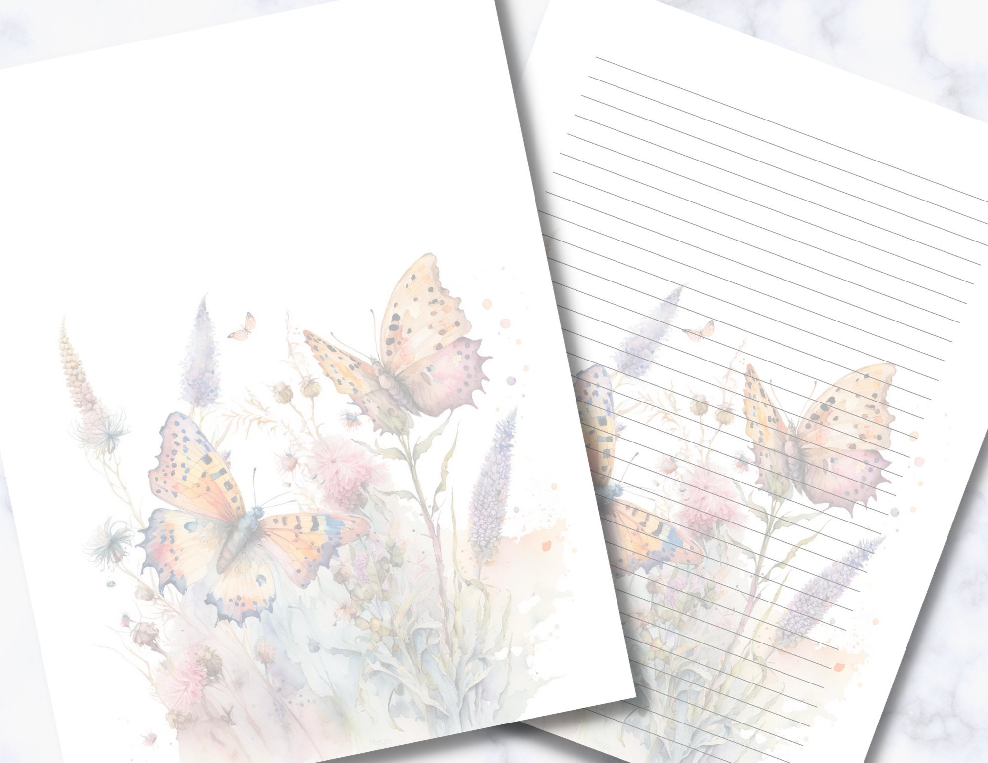 Butterflies and Wildflowers Printable Stationery| Butterfly Writing ...