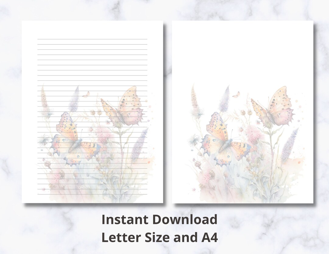 Butterflies and Wildflowers Printable Stationery| Butterfly Writing ...