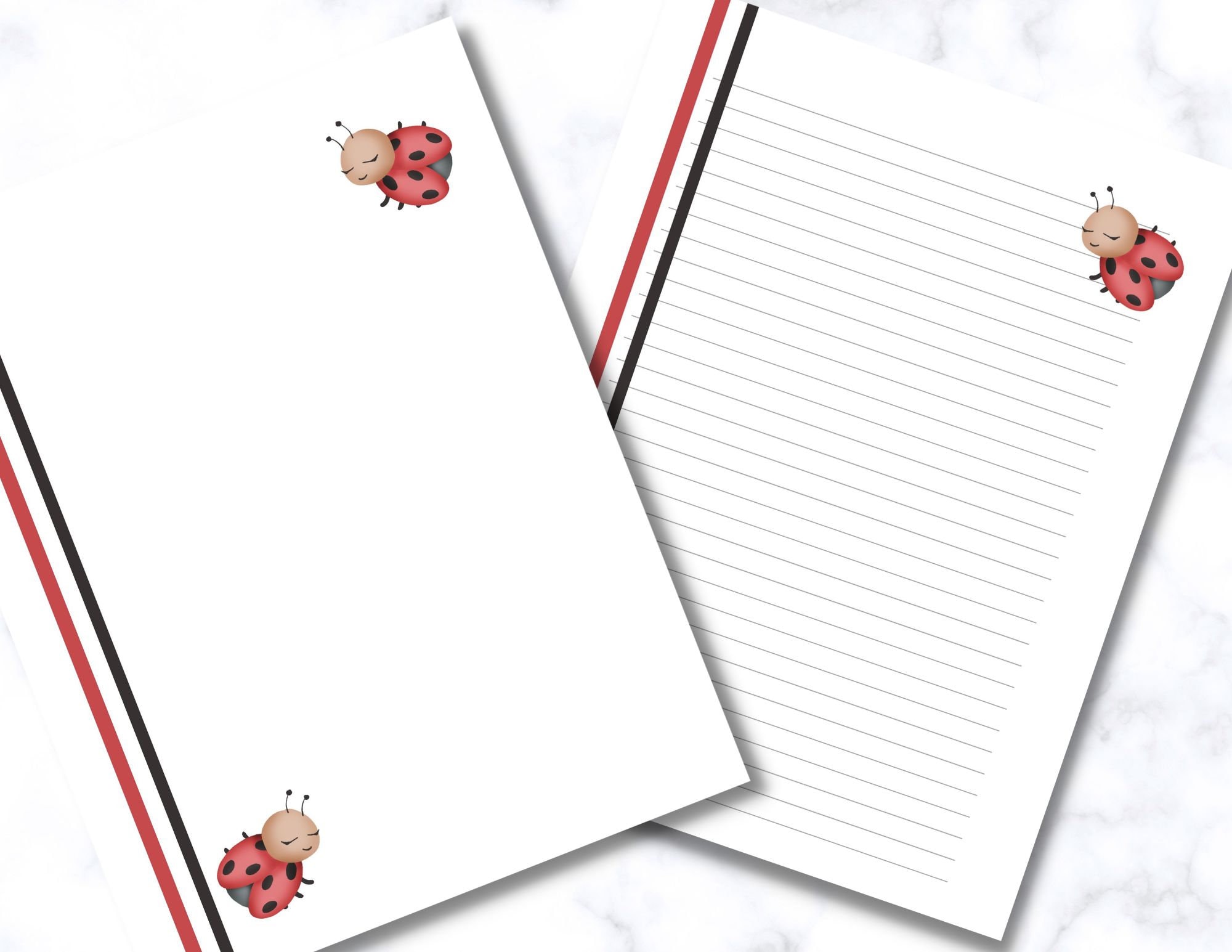Ladybug Printable Stationery| Printable Kawaii Stationery| Cute Animal ...
