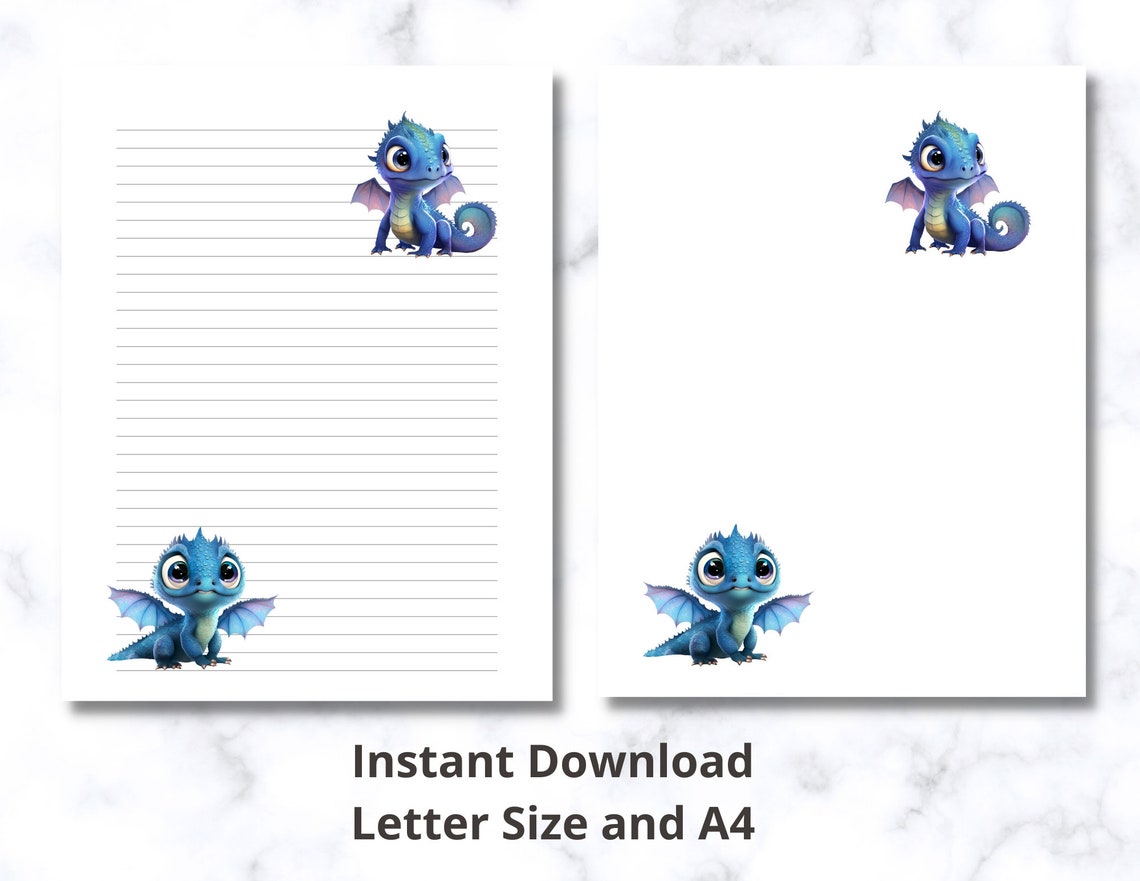 Cute Dragons Printable Stationery| Printable Kawaii Stationery| Cute ...