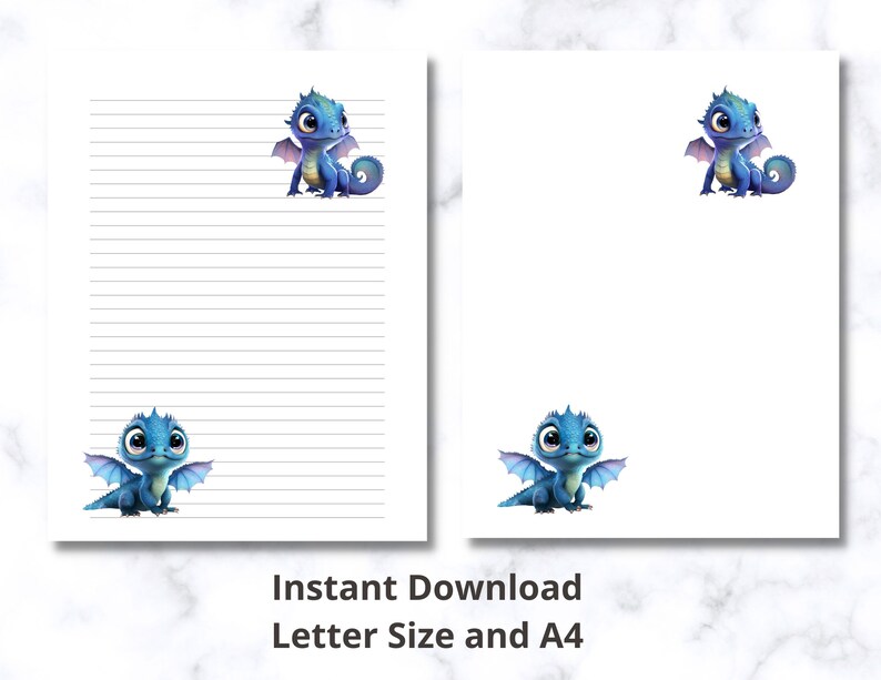 Cute Dragons Printable Stationery| Printable Kawaii Stationery| Cute ...