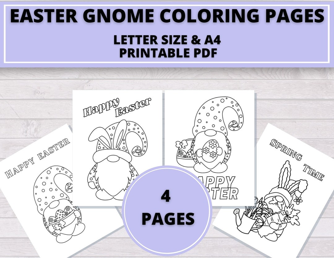 4 Printable Easter Gnome Coloring Sheets Gnome Coloring Pages Easter ...
