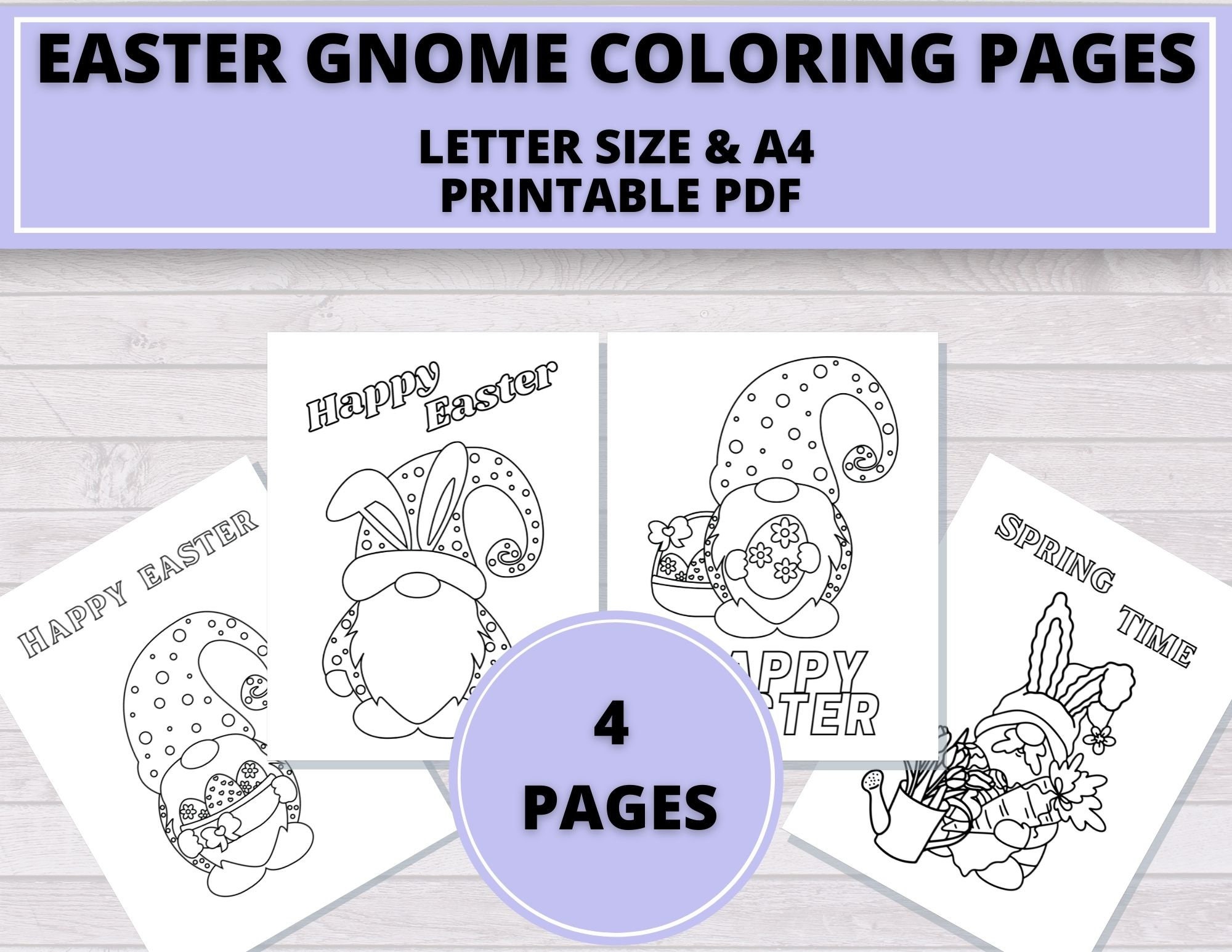 4 Printable Easter Gnome Coloring Sheets Gnome Coloring Pages Easter ...