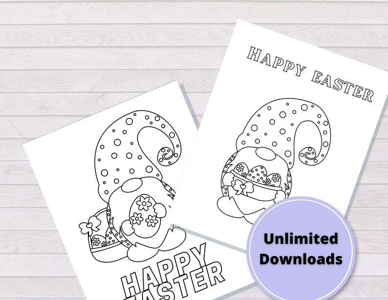 4 Printable Easter Gnome Coloring Sheets Gnome Coloring Pages Easter ...