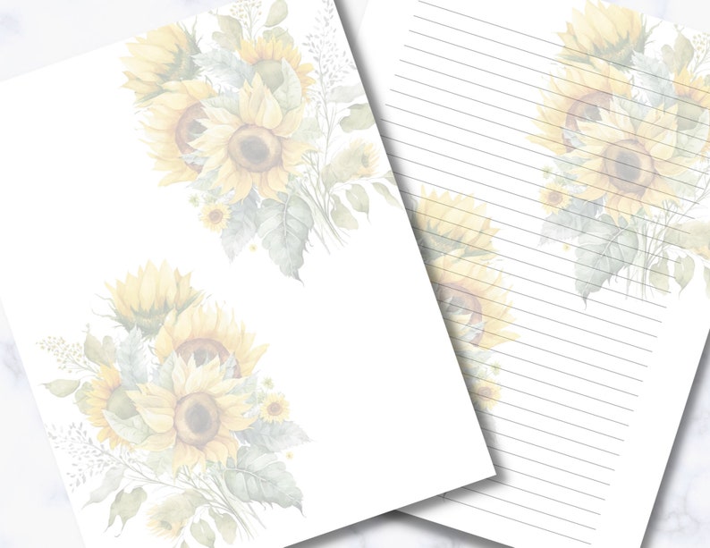 Sunflower Printable Stationery Floral Writing Paper - Etsy