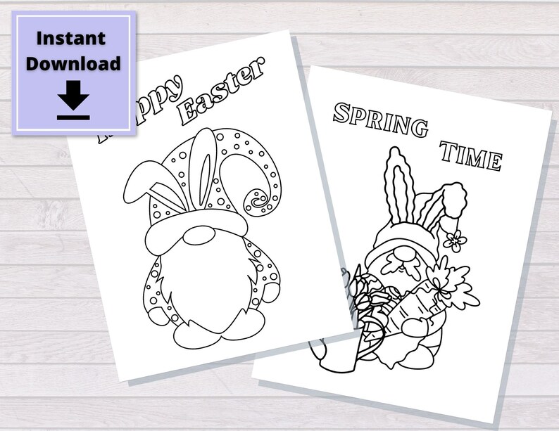4 Printable Easter Gnome Coloring Sheets Gnome Coloring Pages Easter ...