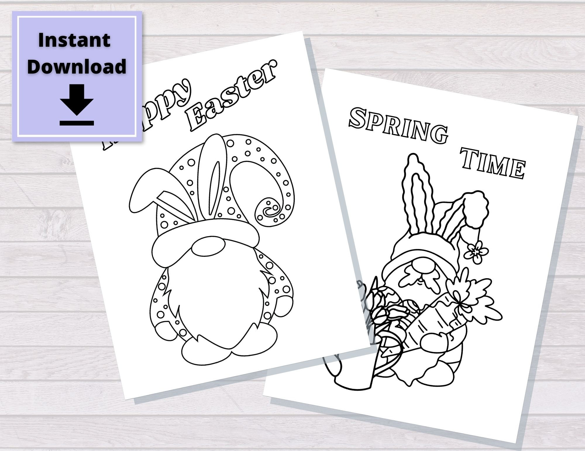 4 Printable Easter Gnome Coloring Sheets Gnome Coloring Pages Easter ...
