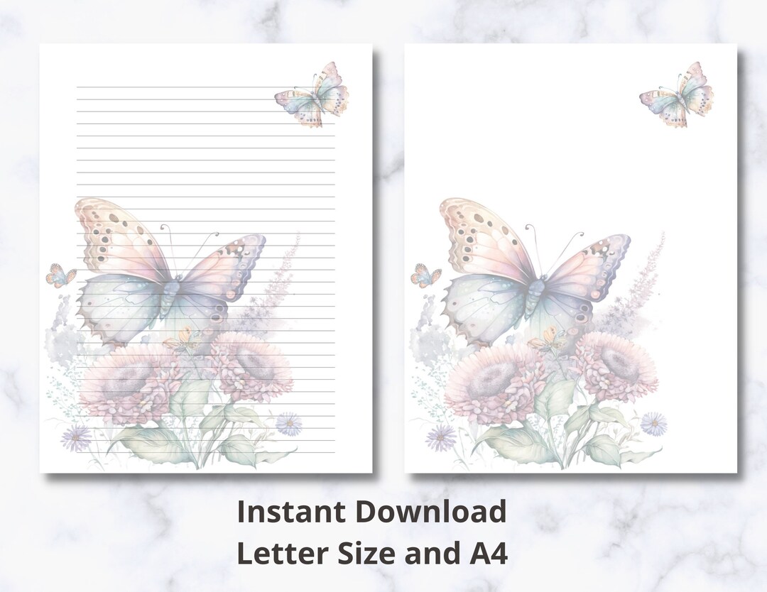 Butterflies and Floral Printable Stationery| Butterfly Writing Paper ...