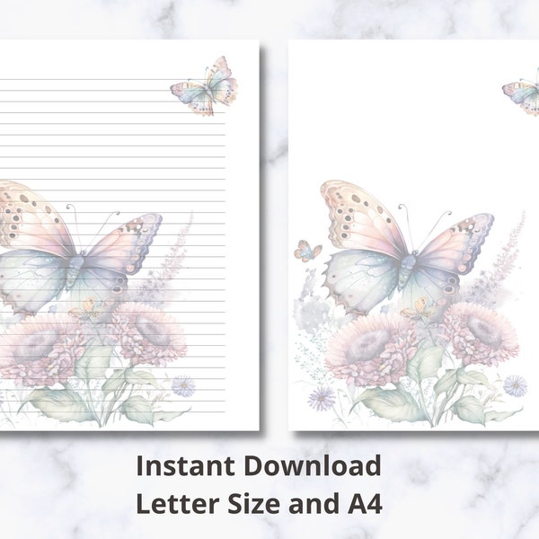 Butterfly Writing Paper - Etsy
