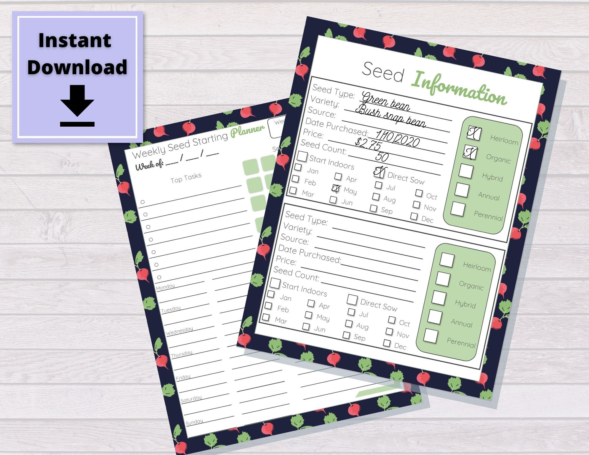 Seed Starting Printable for Gardening Seed Journal Printable - Etsy