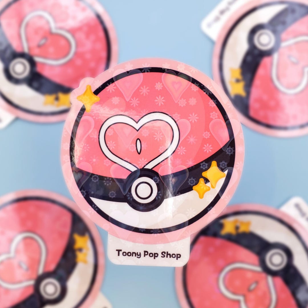 Pokémon Love Ball Holographic Vinyl Sticker | Valentine Gamer Decal - Etsy