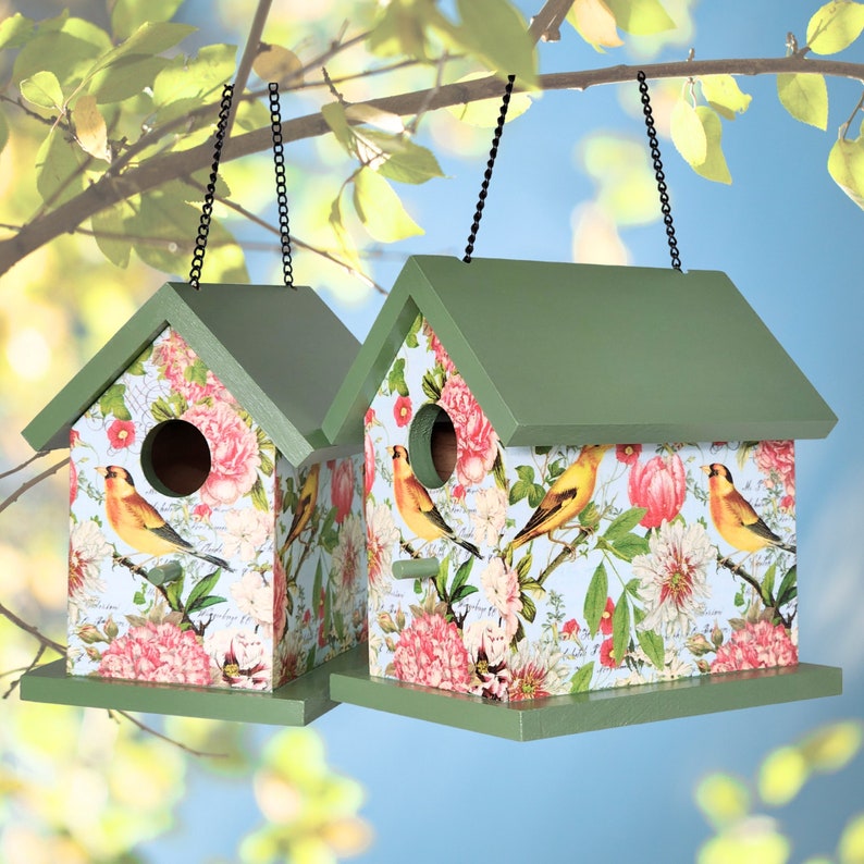 Garden Melody DECOUPAGE BIRDHOUSE With Roof-lift Access - Etsy