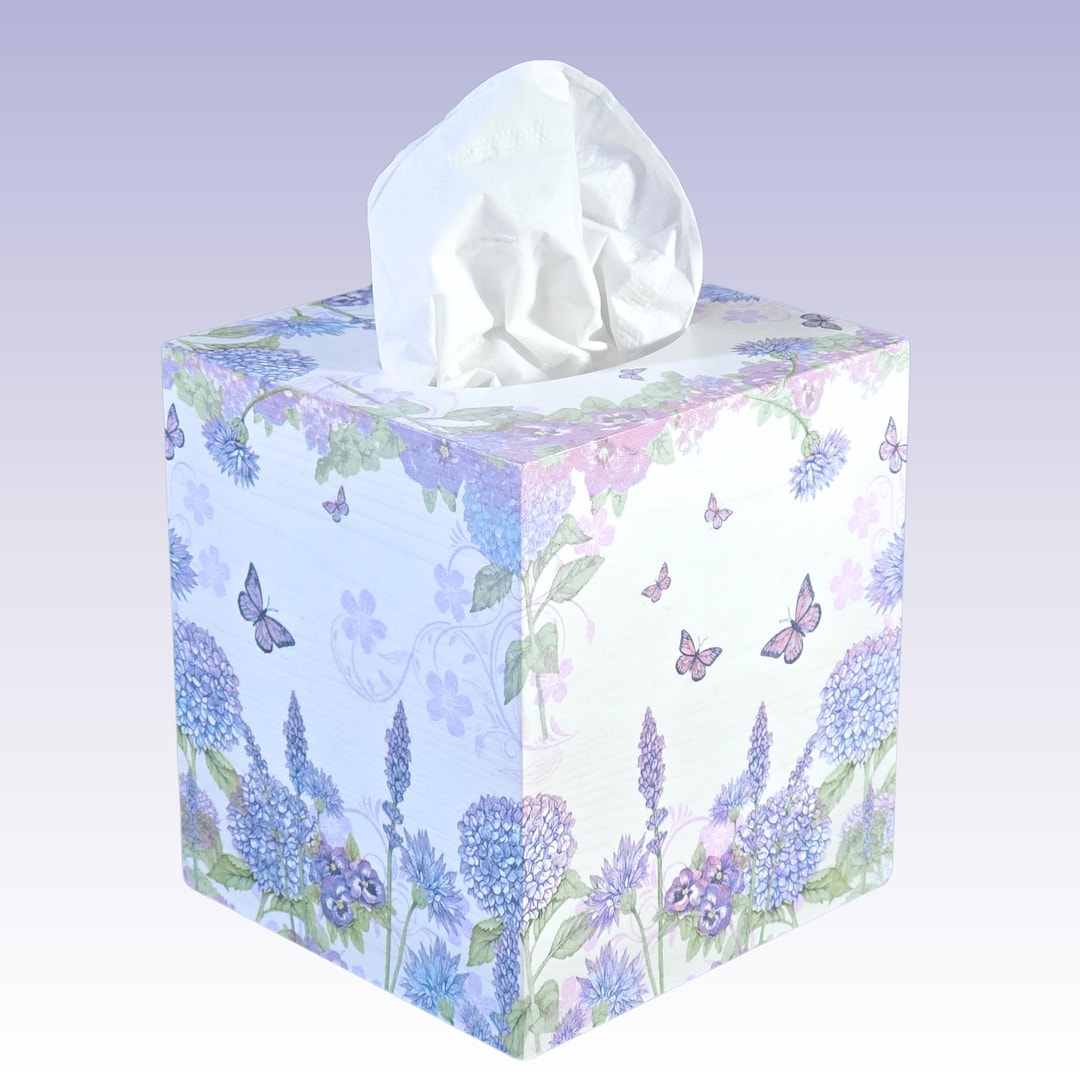 PURPLE PASSION Wood Tissue Box Cover | Hand-decoupaged Cottage Boutique ...