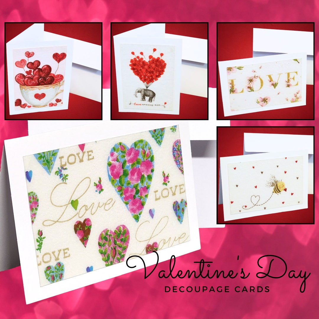 VALENTINES DAY CARD Decoupage Acrylic Front 5x7 Unique Valentine Card ...