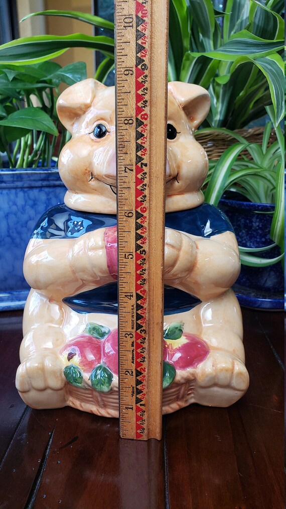 Home & Living Vintage Ceramic Pig with Bushel Basket of Apples Cookie ...
