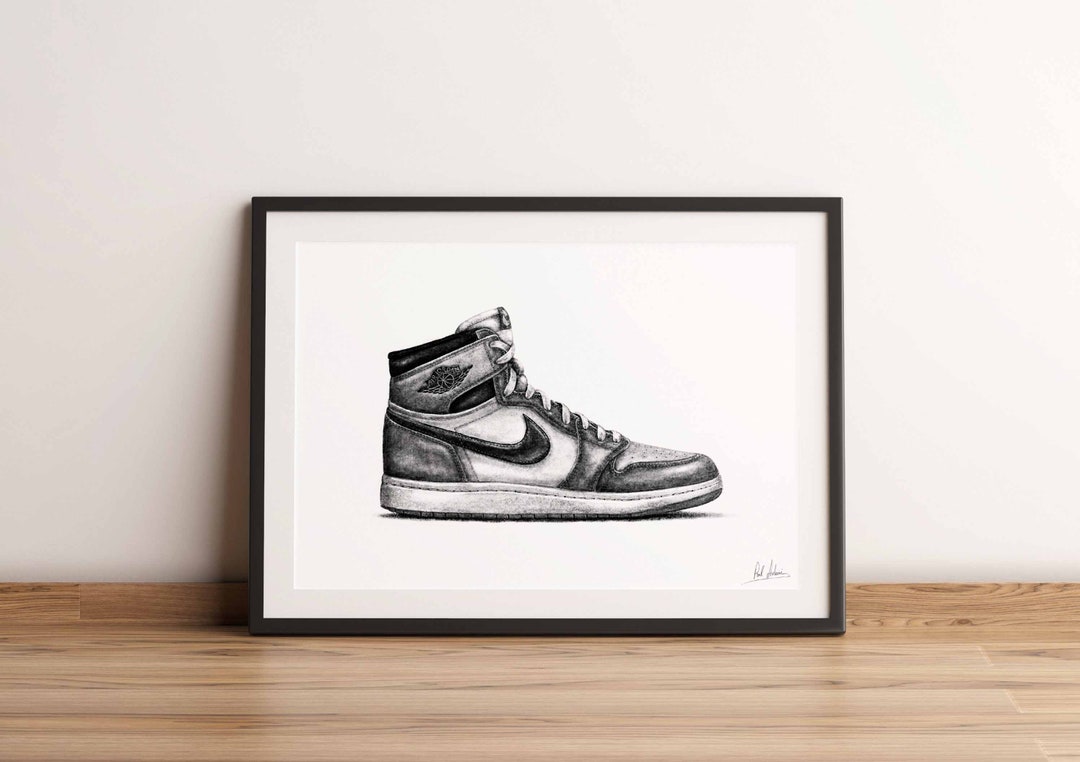 OG Air Jordan 1 Charcoal Print - Etsy