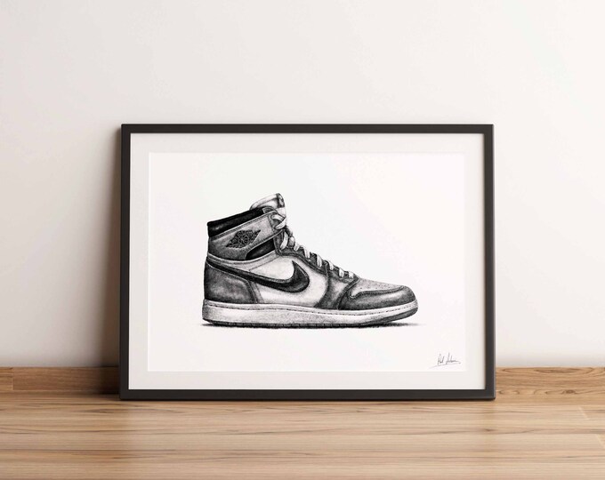 OG Air Jordan 1 Charcoal Print - Etsy