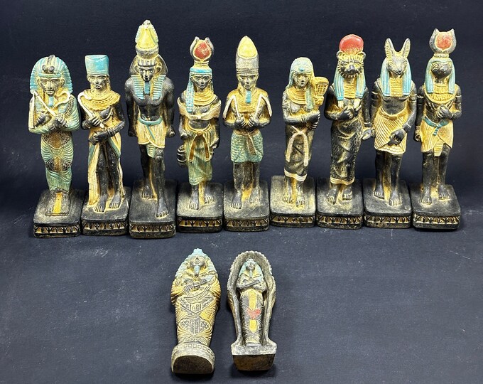 Set of 9 Unique Ancient Egyptian Deities Statues the Tomb of ...
