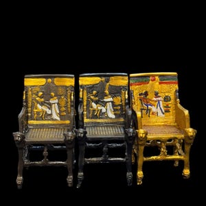 Tutankhamun Royal Chair Set Mini Pharaoh Thrones Egyptian Decor Ancient ...