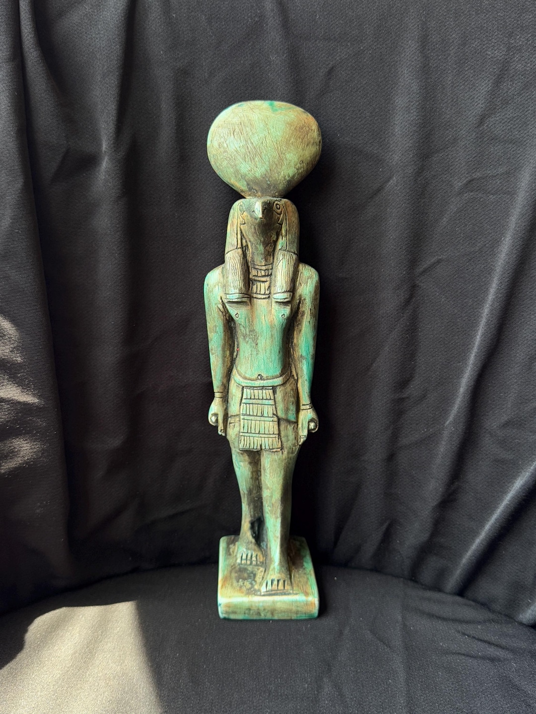 Horus Ra Falcon-headed Statue With Sun Disk Crown Ancient Egyptian God ...