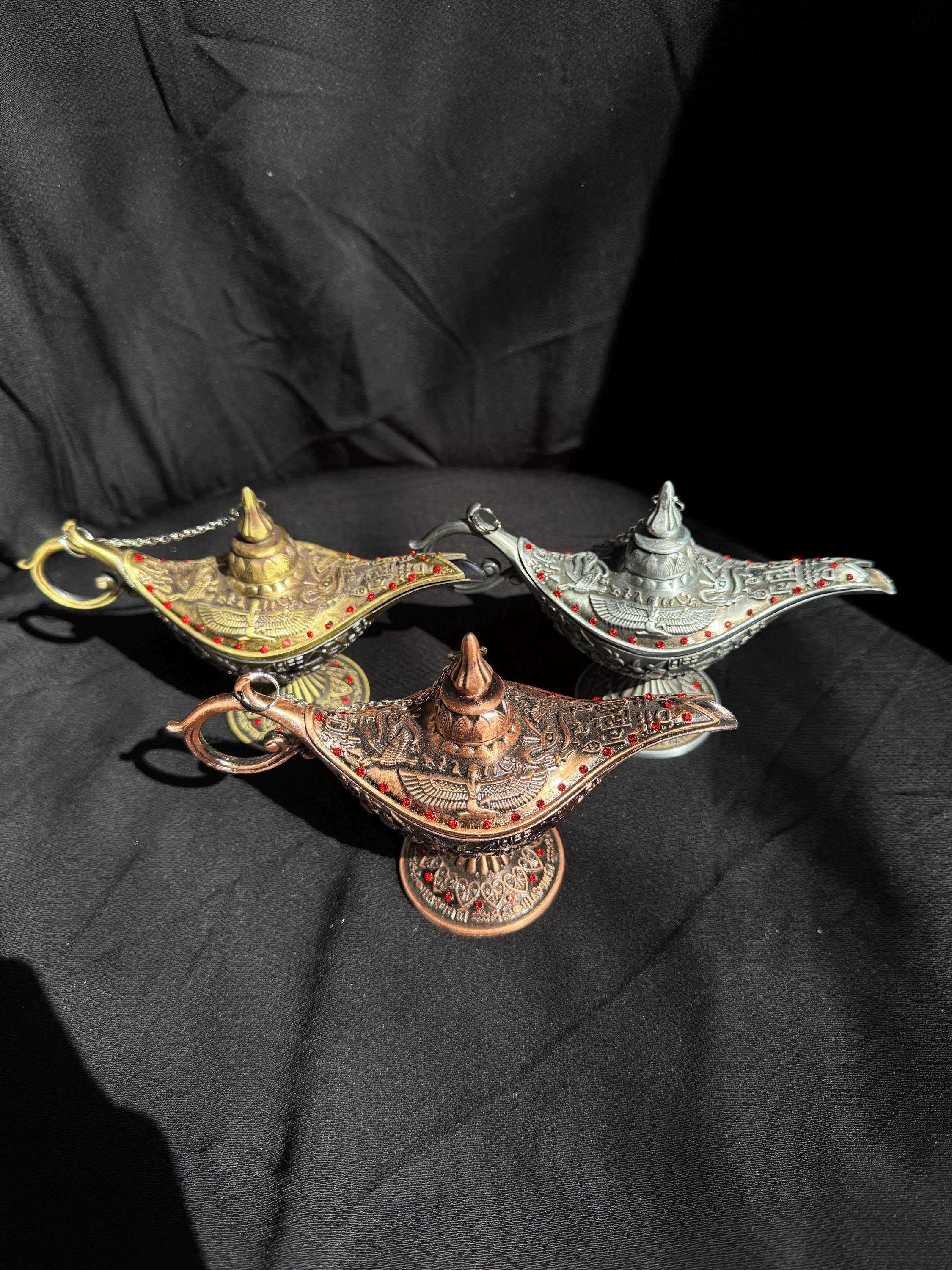 Set Handmade Aladdin Magic Lamp Genie Lamp Antique Oil Lamp Brass ...
