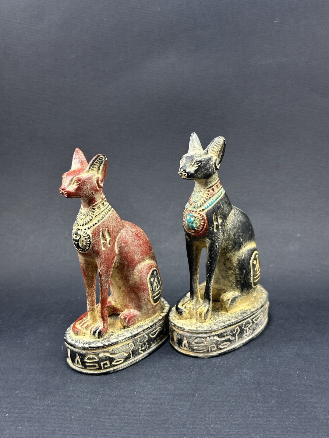 Set of Egyptian Bastet for Sale Red and Black Colors of Egyptian ...