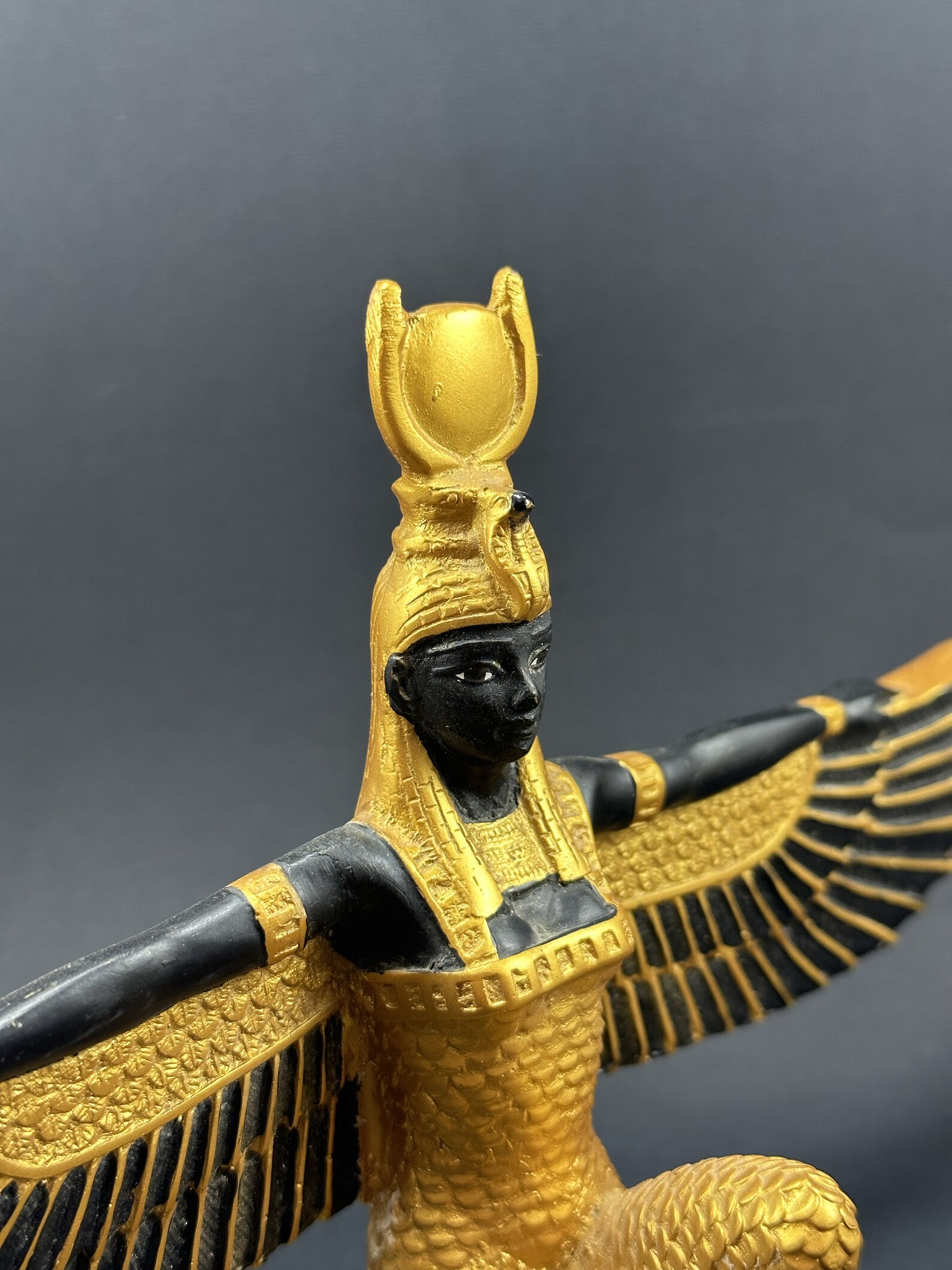Unique Isis Goddess Statue With Open Wings Golden Color Made - Etsy