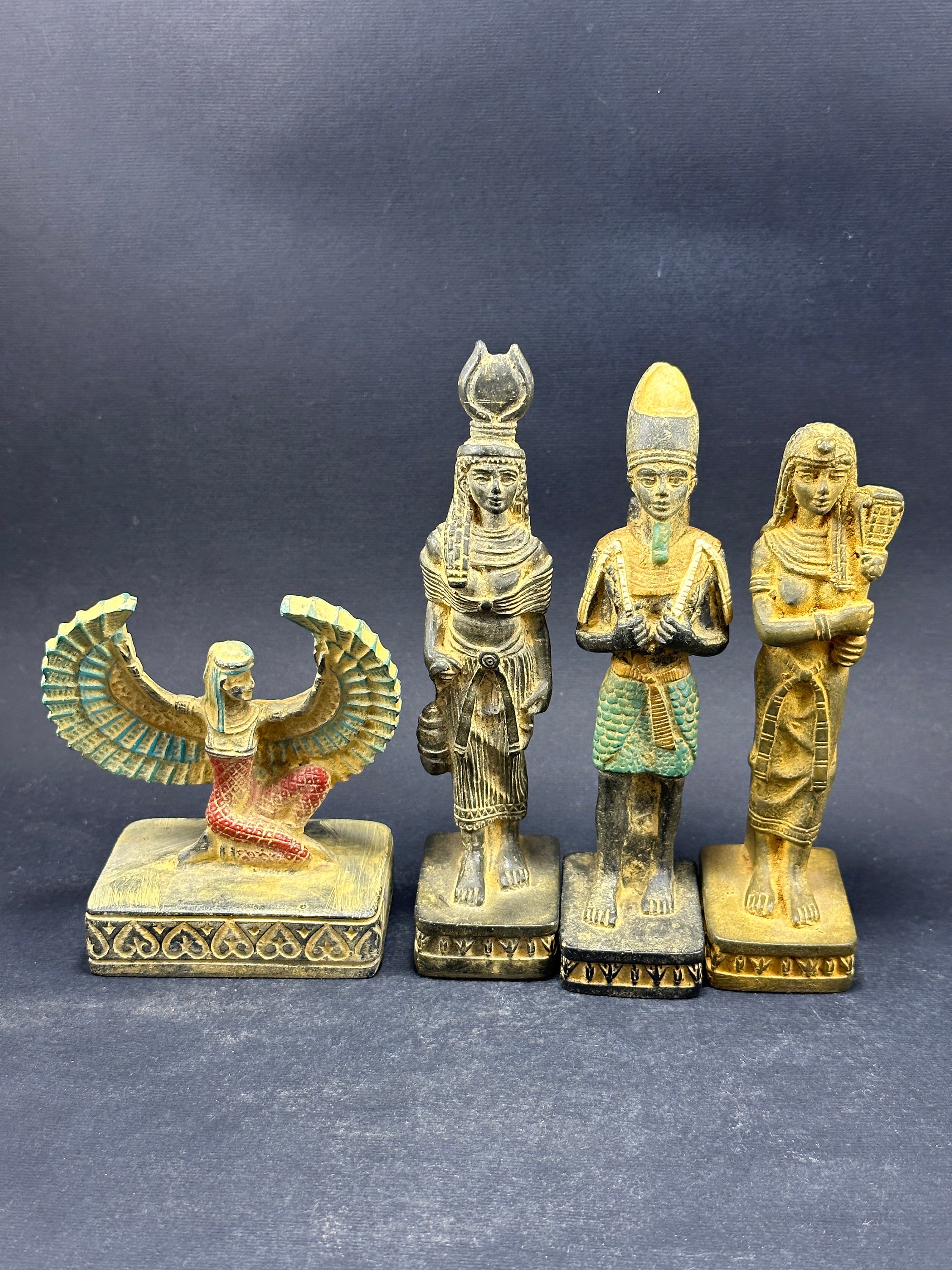 Set of Tiny Four Ancient Egyptian Deities Statues Egyptian Statue ...