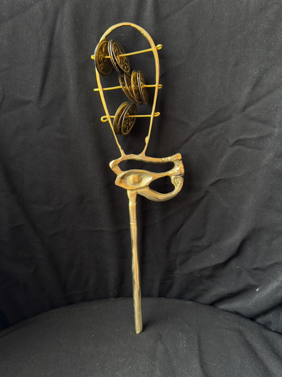 Eye of Horus Sistrum Bell Brass Egyptian Musical Instrument for Rituals ...