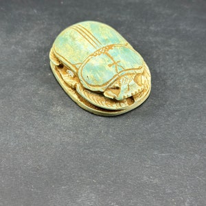 Vintage Sacred Scarab Beetle Amulet Sculpture Unique Carved Stone ...
