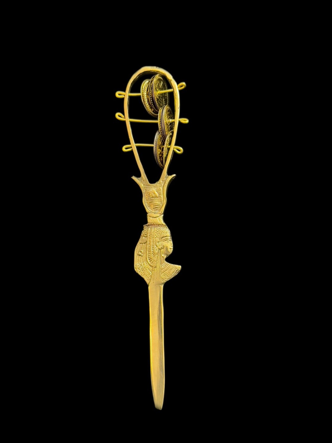 Brass Nefertiti Sistrum Rattle Egyptian Queen Blade-handle Bell Royal ...