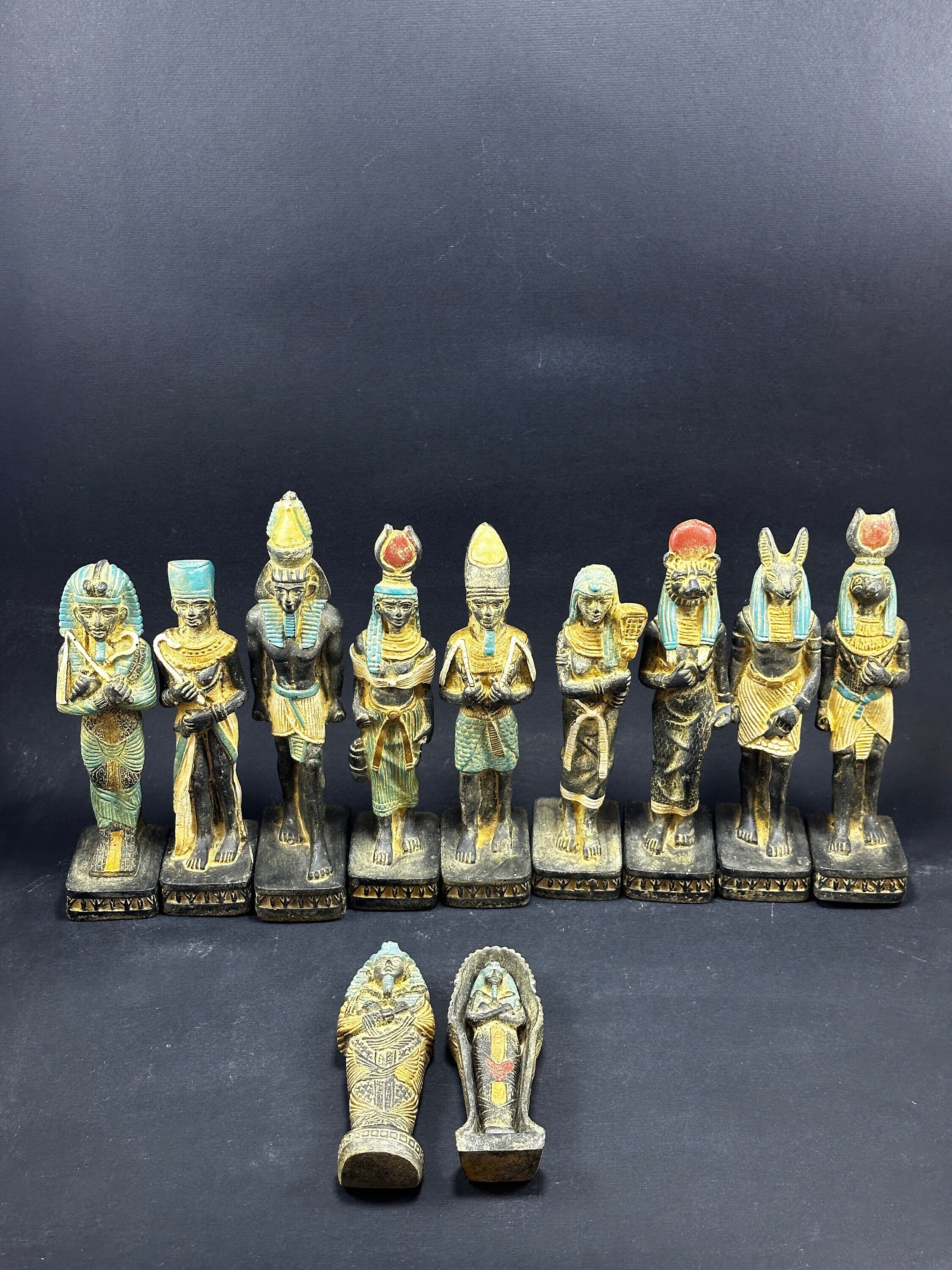 Set of 9 Unique Ancient Egyptian Deities Statues the Tomb of ...