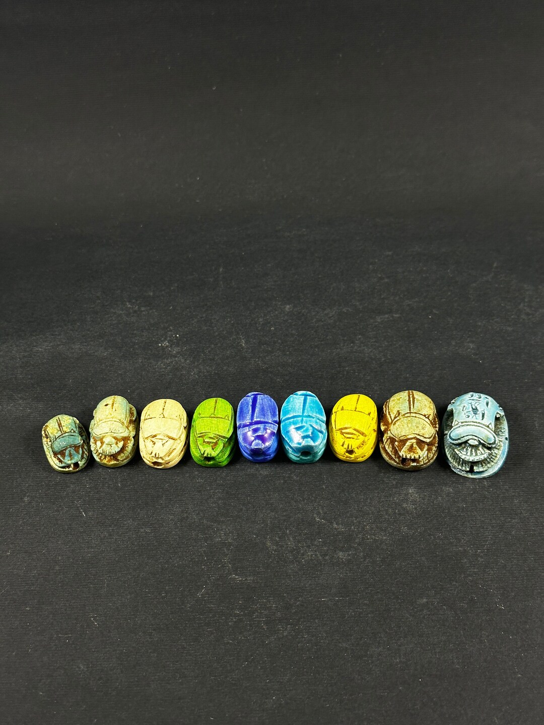 Set of Nine Tiny Egyptian Scarab With Different Colors. - Etsy