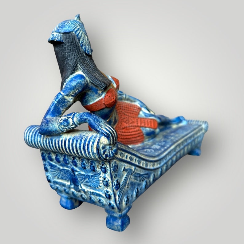 Queen Cleopatra Statue Sitting on Her Throne Lime Stone Handmade ...