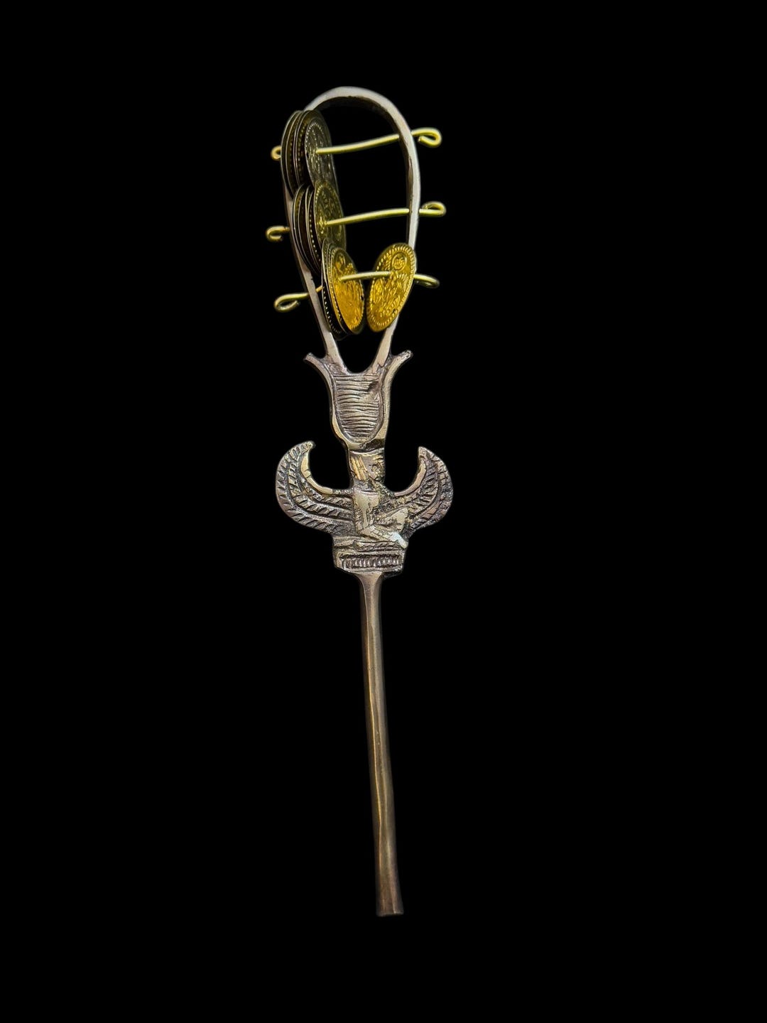 Oxide Brass Isis Sistrum Winged Goddess Egyptian Ritual Rattle ...