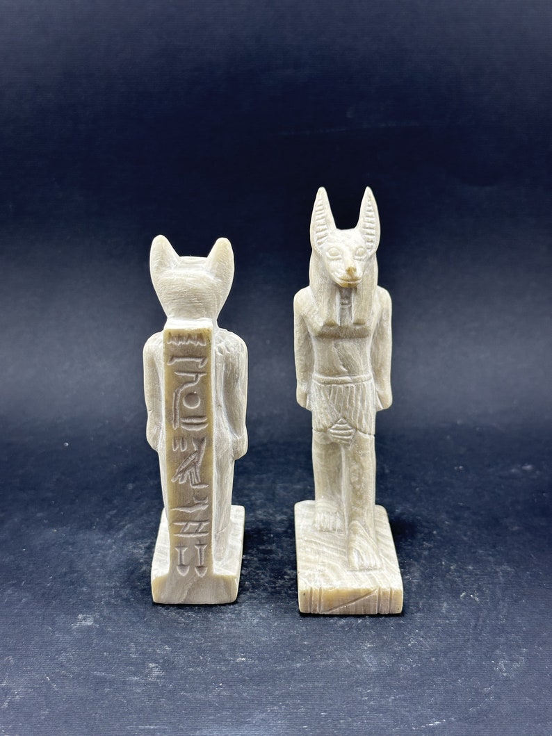 Set of Egyptian Bastet and Anubis Statue Goddess Bastet God Anubis ...