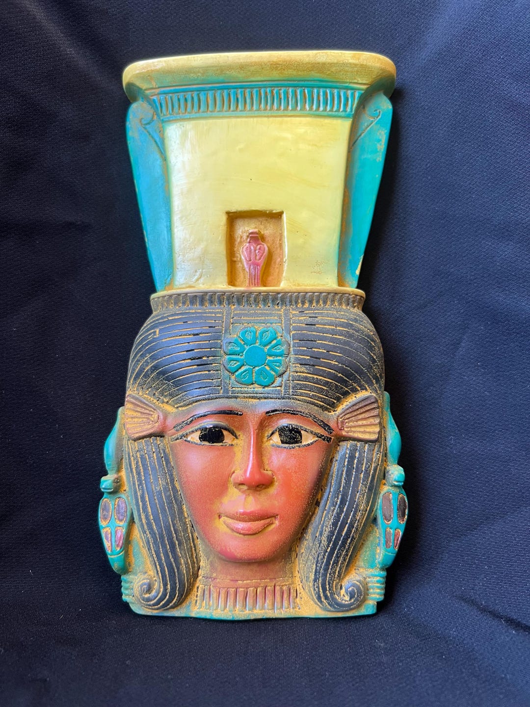Rare Egyptian Hathor Wall Mask – Hand-painted Goddess of Love & Joy ...
