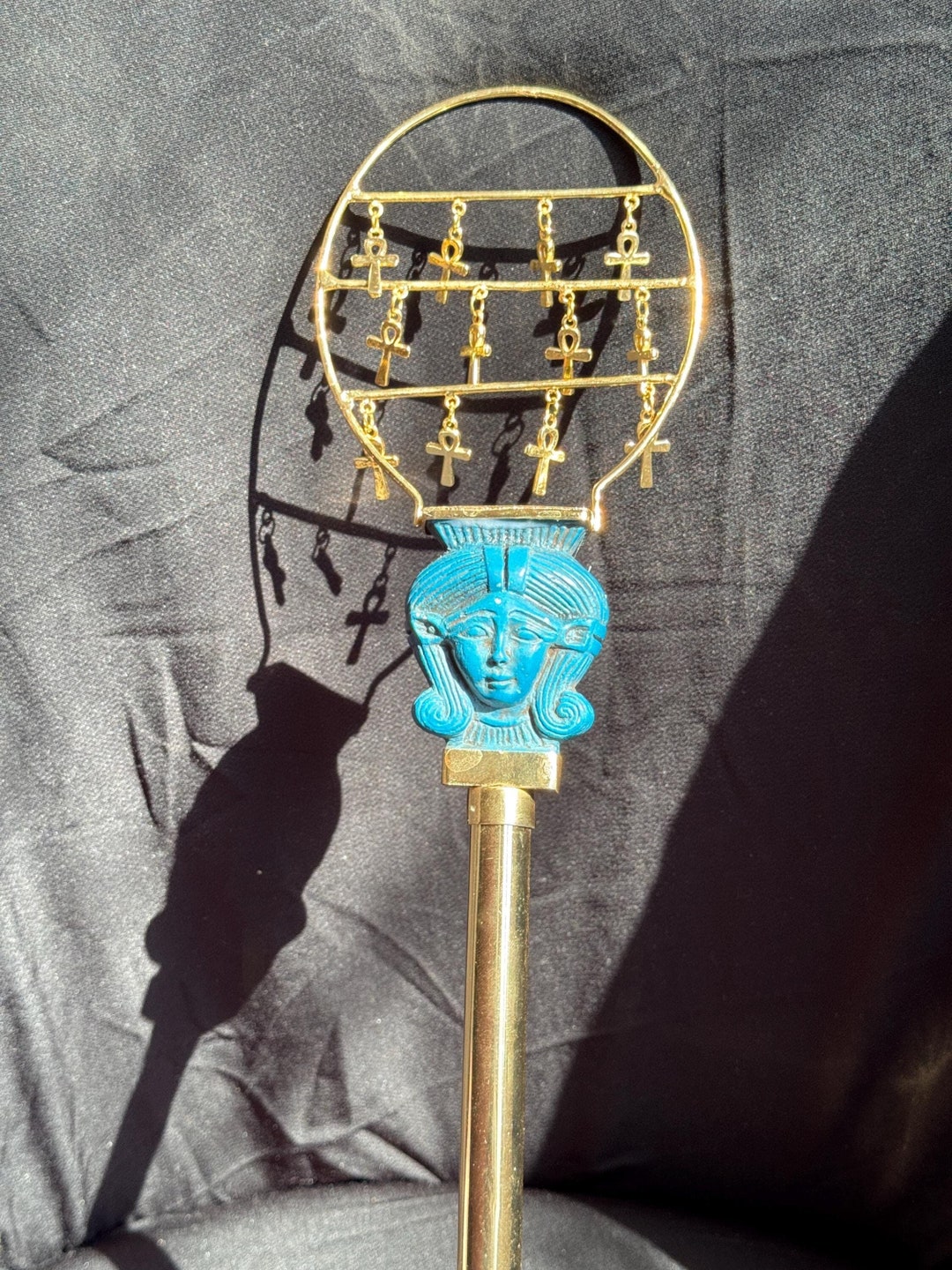 Rare Goddess Hathor Sistrum Made of Gold Leaf Musical Instrument of ...