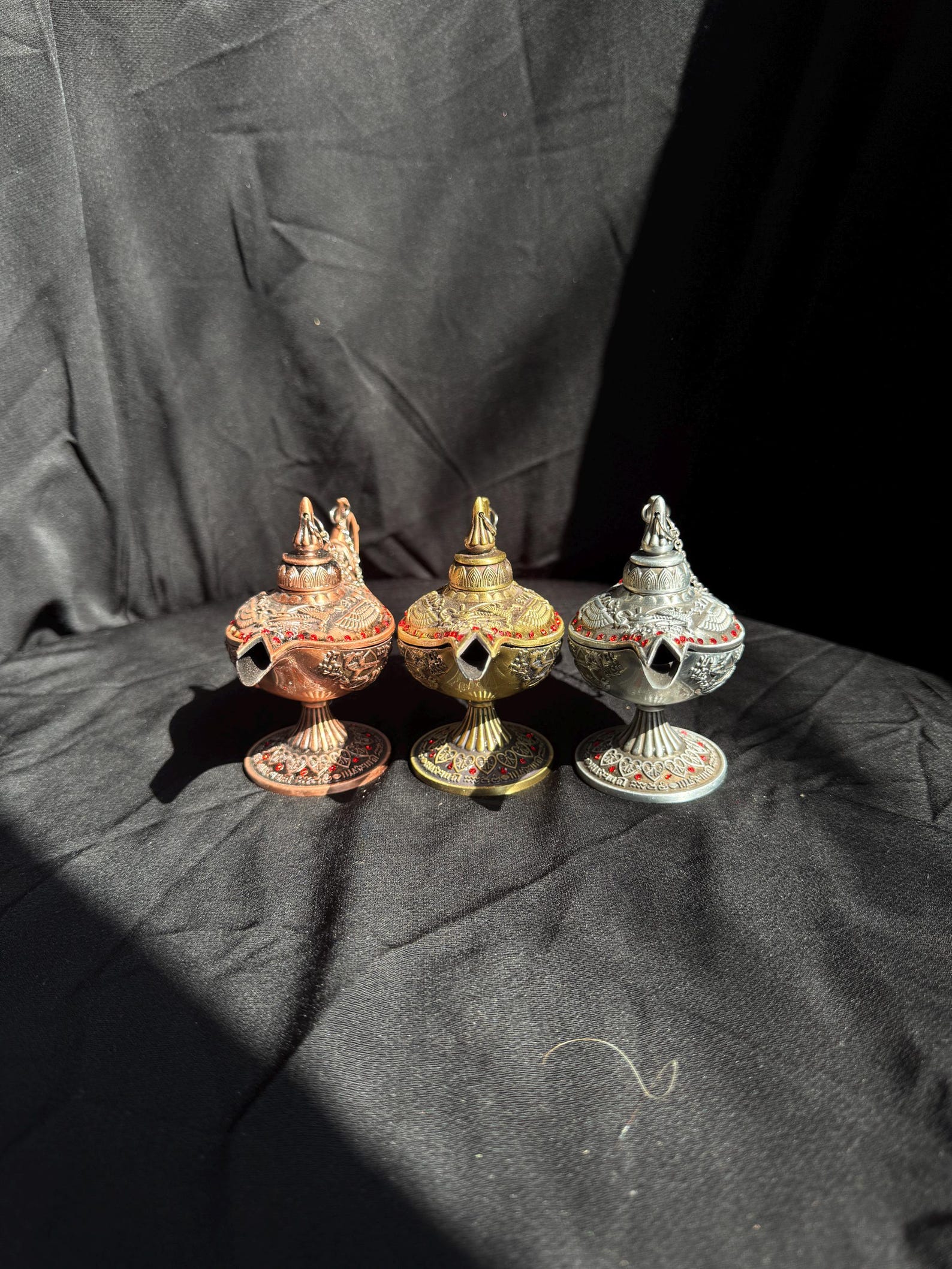 Set Handmade Aladdin Magic Lamp Genie Lamp Antique Oil Lamp Brass ...
