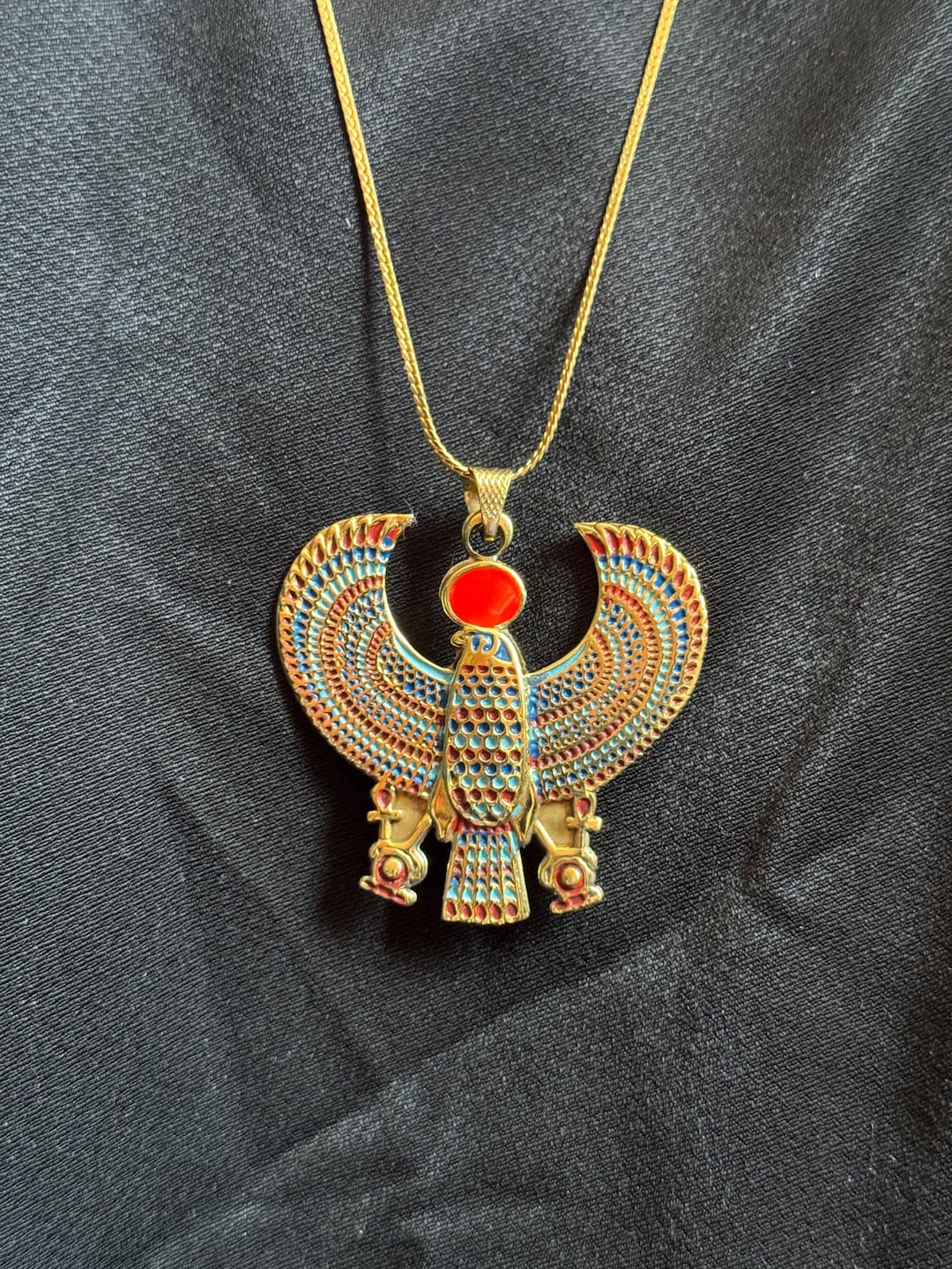Pharaonic Horus Necklace Winged Sun Disk Horus Falcon Necklace Vintage ...