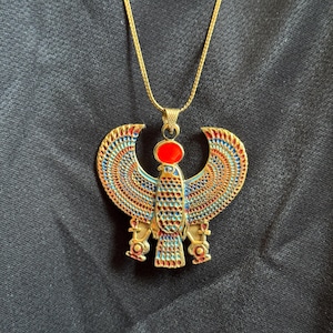 Pharaonic Horus Necklace Winged Sun Disk Horus Falcon Necklace Vintage ...