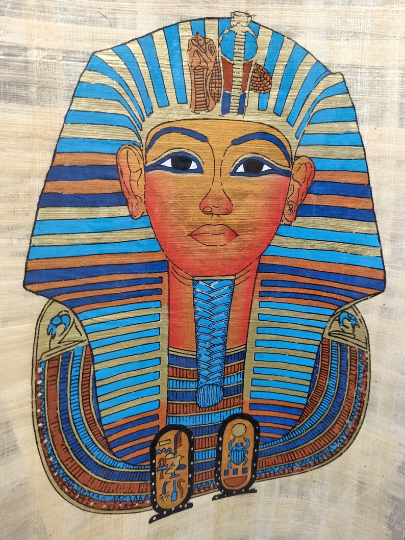 King Tut Tutankhamun on Original Papyrus Paper Hand Made in - Etsy