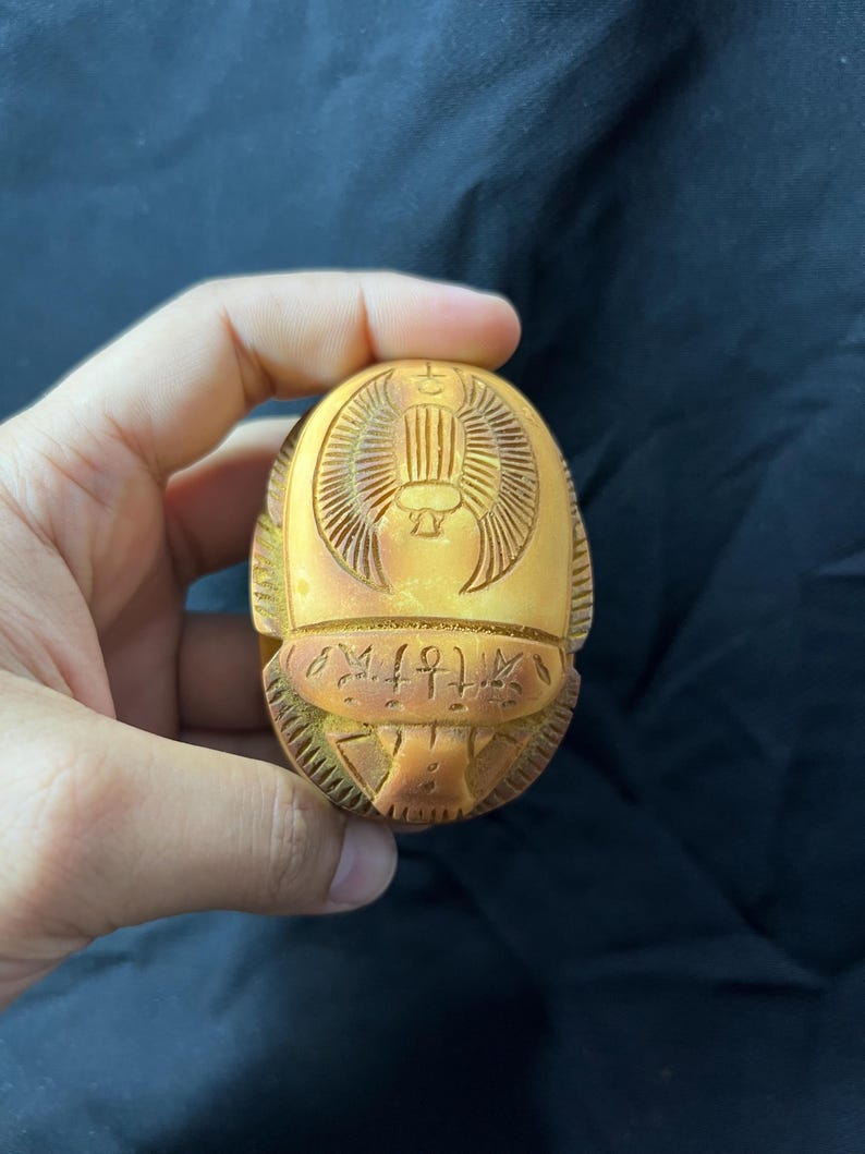 Ancient Egyptian Golden Scarab With Hieroglyphs Symbol of Protection ...